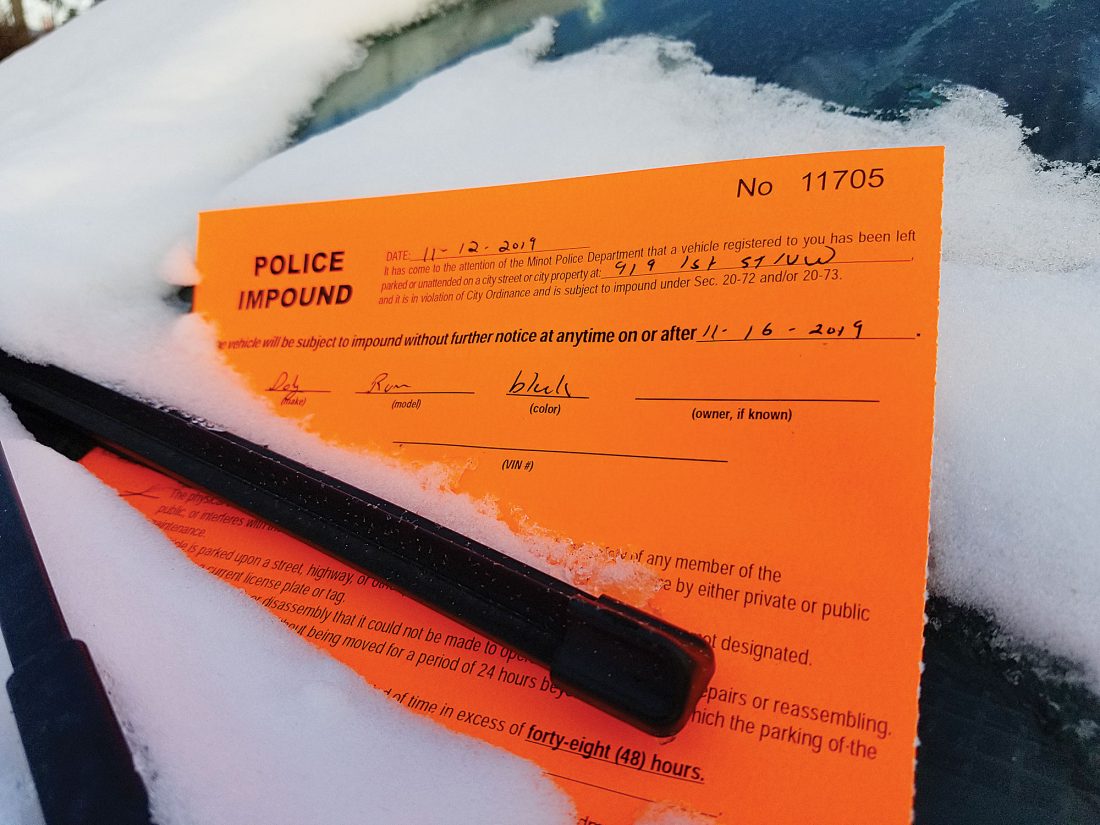 City of Minot ordinance allows for impoundment of vehicles left on city ...